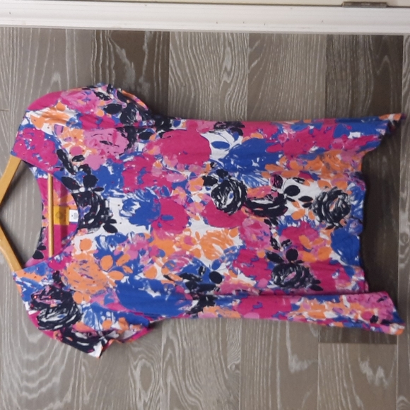 Ruby Rd. | Tops | Ruby Rd Pink Blue Floral Sparkle Stretchy Tee | Poshmark